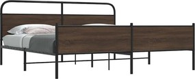 Kovový rám postele bez matrace hnědý dub 193 x 203 cm 3318712