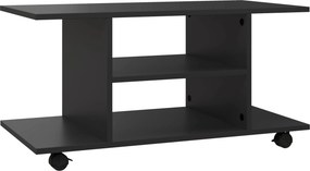 HOMCOM TV stolek, TV jednotka s policemi a uzamykatelnými kolečky, melaminový povrch 80x40x40 cm černá