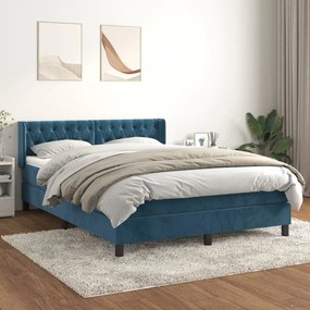 Box spring postel s matrací tmavě modrá 140x190 cm samet 3131139