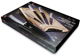 BERLINGERHAUS Sada nožů s nepřilnavým povrchem + prkénko 6 ks Moonlight Edition BH-2556
