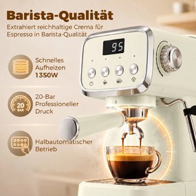 HOMCOM Pákový kávovar 20 bar espresso stroj s našlehávačem mléka a 1,2 l odnímatelnou nádrží na vodu pro espresso