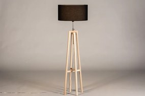 Stojací designová lampa Paola Black Maison and Natur Wood