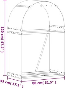 vidaXL Stojan na dřevo 80 x 45 x 120 cm pozinkovaná ocel [364539] Barva: Hnědá
