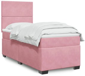 Box spring postel s matrací růžová 80 x 200 cm samet 3290761