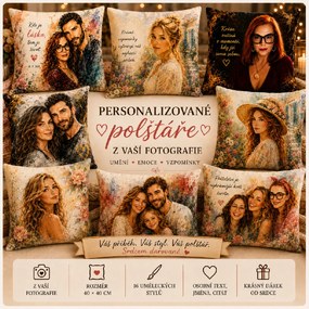 Personalizovaný polštář z fotografie – umělecký portrét 45 × 45 cm Styl portrétu:: Perokresba