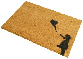 Rohožka z přírodního kokosového vlákna Artsy Doormats Girl with a Balloon Graffiti, 40 x 60 cm