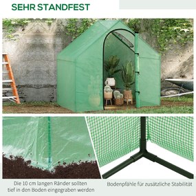 Outsunny polytunelový skleník Skleník na rajčata Skleník s oknem a dveřmi Zelený ocelový PVC plast 180 x 100 x 168 cm | Aosom