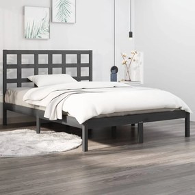 Rám postele šedý masivní dřevo 200 x 200 cm,  3105492