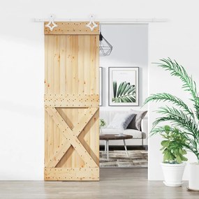 Posuvné dveře s kováním 80 x 210 cm masivní borové dřevo,  3203192