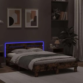 Rám postele s čelem a LED osvětlením kouřový dub 120 x 190 cm 3207578