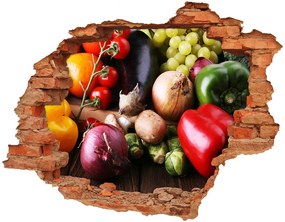 Wallmuralia Nálepka 3D díra Zelenina a ovoce 90x70 cm