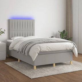 Box spring postel s matrací a LED světle šedá 120x200 cm textil,  3135581