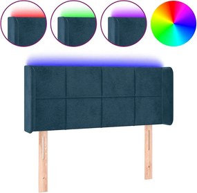Čelo postele s LED tmavě modré 103 x 16 x 78/88 cm samet 3123282