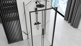 Rea Rapid Slide Wall, 3-stěnný sprchový kout s posuvnými dveřmi 160 (dveře) x 100 (stěna) x 195 cm, 6mm čiré sklo, černý profil, KPL-09894