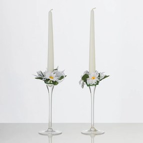Dekorativní věnec na svíčky z kopretiny SARA bílé barvy. Cena je za 2 ks.