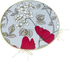 Bellatex Sedák Adéla kulatý hladký průměr 40 cm Květ Šarlatová,Šedá,Béžová