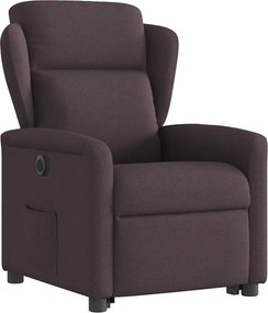 Elektrické zvedací polohovací křeslo tmavě hnědé textil 3303159