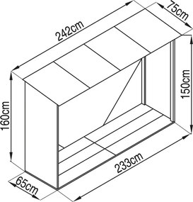 Přístřešek na dřevo G21 WOH 181 - 242 x 75 cm, hnědý
