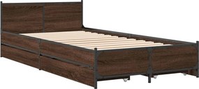 Rám postele se zásuvkami hnědý dub 75 x 190 cm kompozitní dřevo 3279976