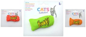 Kočičí textilní hračka s motivem ryby