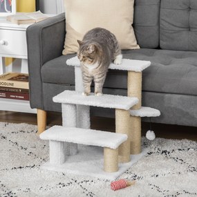 PawHut schody pro domácí mazlíčky se škrabadlem 3stupňové schody pro kočky schody pro psy schody pro domácí mazlíčky schody z dřevotřísky plyšové jut…