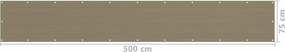 Balkonová zástěna taupe 75 x 500 cm HDPE 310958