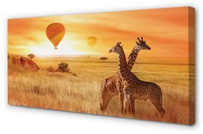 Obrazy na plátně Balóny nebe žirafa 120x60 cm