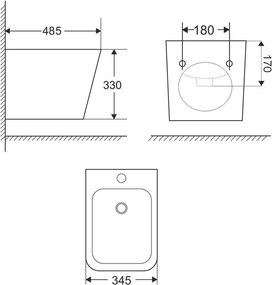 Mereo Mereo, Bidet závěsný kapotovaný , 485x345x330, keramický, bílý, VSD83B