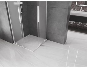 Mexen Velar L Duo, sprchový kout s posuvnými dveřmi 80 x 80 cm, 8mm sklo námraza, bílá matná, 871-080-080-02-33-20