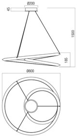 Redo 01-3378 - LED Stmívatelný lustr na lanku STORM LED/60W/230V černá