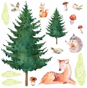 Gario Dětská nálepka na zeď Forest team - zvířátka a stromy