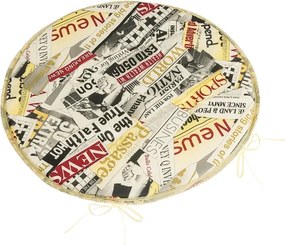 Bellatex Sedák Adéla kulatý hladký průměr 40 cm Noviny Červená,Černá,Bílá