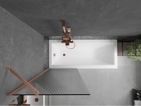 Mexen Next, 1-křídlová vanová zástěna 70 x 150 cm, 6mm sklo Ribs, měděná matná, 895-070-000-00-09-65