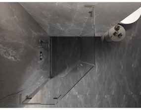 Mexen Lunar, L pětiúhelníkový sprchový kout naklápěcí doleva 80 x 100 cm, 8mm čiré sklo, ocelový profil, 831L-080L-100P-97-00-L
