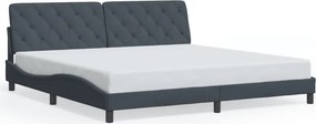 Rám postele s LED bez matrace tmavě šedý 200 x 200 cm samet 3213874