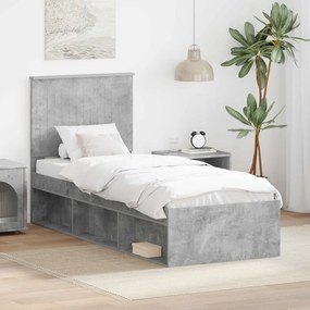 Rám postele Betonově šedá 75 x 190 cm Masivní borové dřevo 3411076