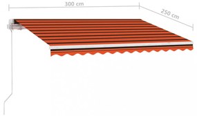 Ručně zatahovací markýza s LED světlem 300x250 cm Dekorhome
