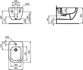 Ideal Standard Tesi - Závěsný bidet 36x53 cm, Hedvábná černá T3552V3