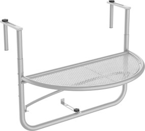 Závěsný stůl na balkon Outsunny, zahradní stůl s nastavitelnou výškou, polokulatý Ø30 cm, bílý kov, L60 x Š45 x V50 cm | Aosom