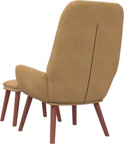 Relaxační křeslo s podnožkou hnědé samet 3315146