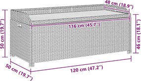 vidaXL Marketos Zahradní lavice s úložným prostorem 120 cm polyratan šedá