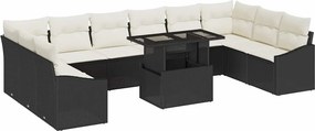 Set pohovek 11 ks Černá a krémová polyratan 3349073