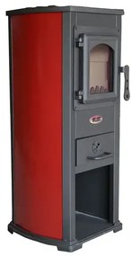 Krbová kamna Blist Ekonomik Lux červená, 6,6 kW, 120 mm, ocelová