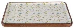Hnědý dřevěný dekorativní tác s malbou Suze – 30x20x2 cm