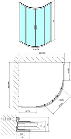 Polysan Polysan, EASY BLACK čtvrtkruhová sprchová zástěna 900x900mm, L/R, číré sklo, EL2615B