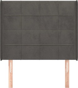 Čelo postele typu ušák tmavě šedé 83x16x118/128 cm samet 3119611
