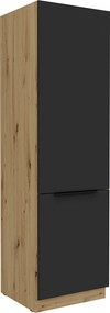 ARIA ac | vysoká skříňka 60 LO-210 2F na vestavnou lednici | 60 cm | ANTI FINGERPRINT povrch | artisan/černá