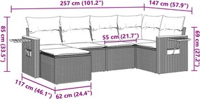 6dílná zahradní sedací souprava s poduškami béžová polyratan 3259420