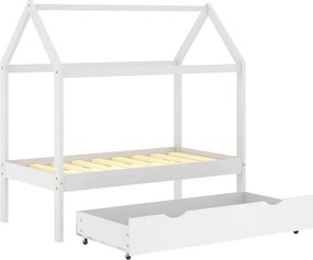 Rám dětské postele se zásuvkou bílý masivní borovice 70x140 cm 322139
