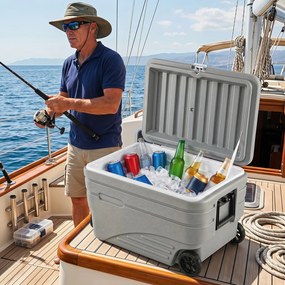 Costway Přenosný chladicí box na kolečkách Izolovaný box odolný vůči